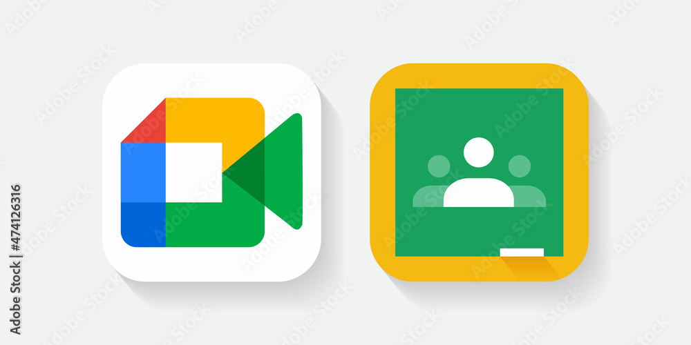 Google meet and google classroom logos 素材庫向量圖 | Adobe Stock