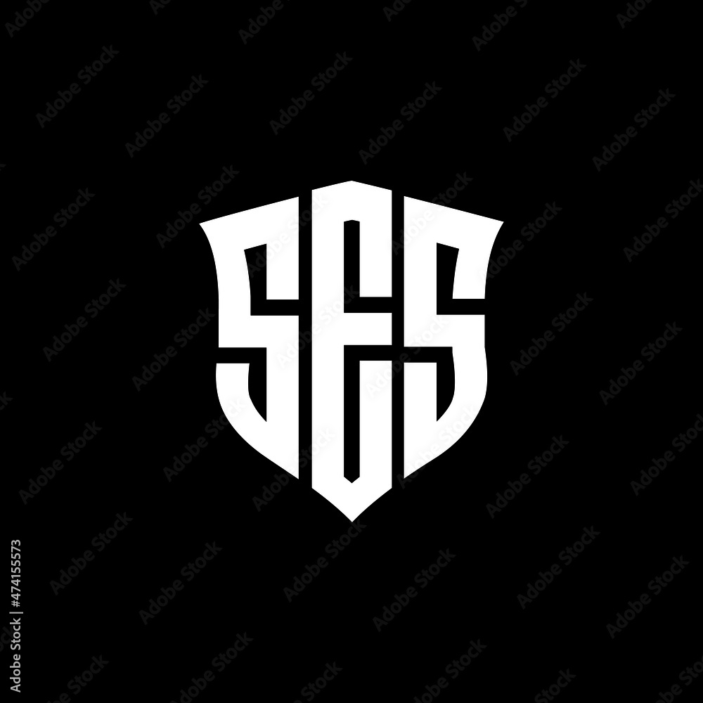 SES letter logo design with black background in illustrator, vector ...