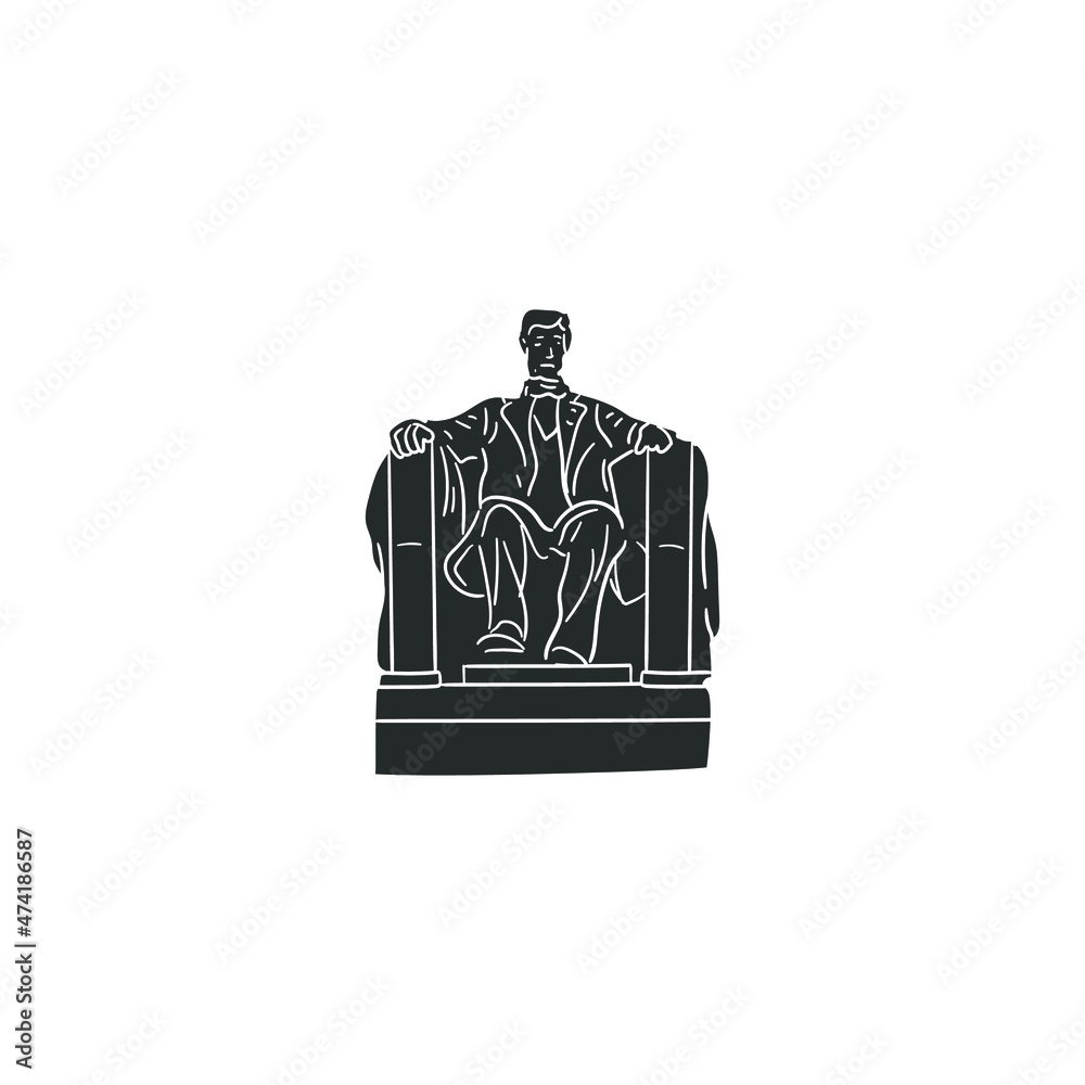 Lincoln Statue Icon Silhouette Illustration. Sculpture Marble ...