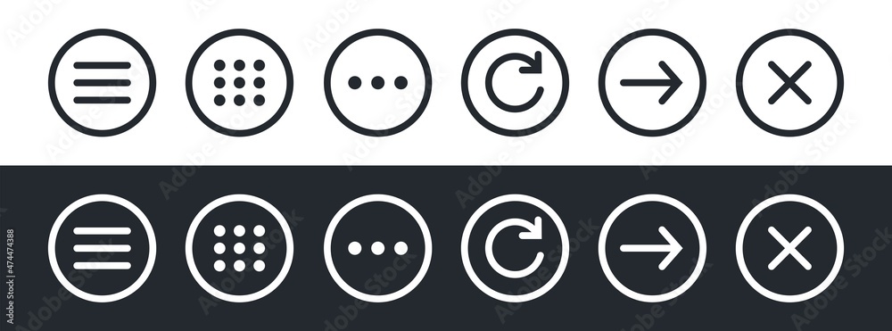 Set of website navigation menu icons. Hamburger menu symbol. Flat ...