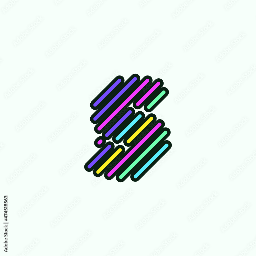 Modern Colorful S Letter element logo design template. Cute comic ...