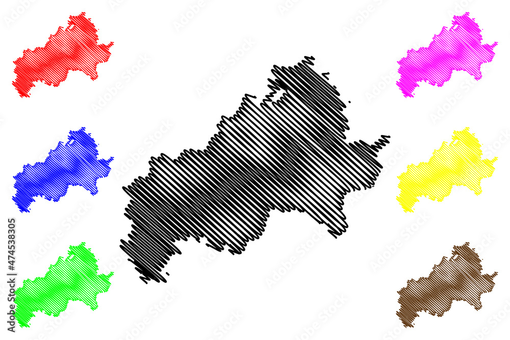 Kheda district (Gujarat State, Republic of India) map vector ...