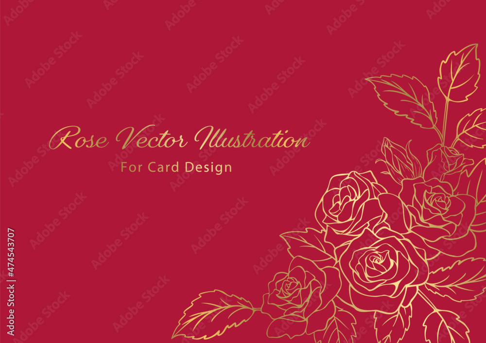 Card Design with Rose Illustration Stock Vector | Adobe Stock