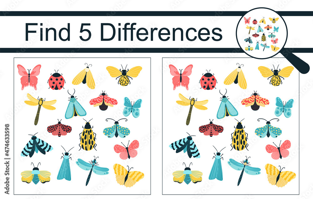 Find the differences. Educational game for children. Collection of ...