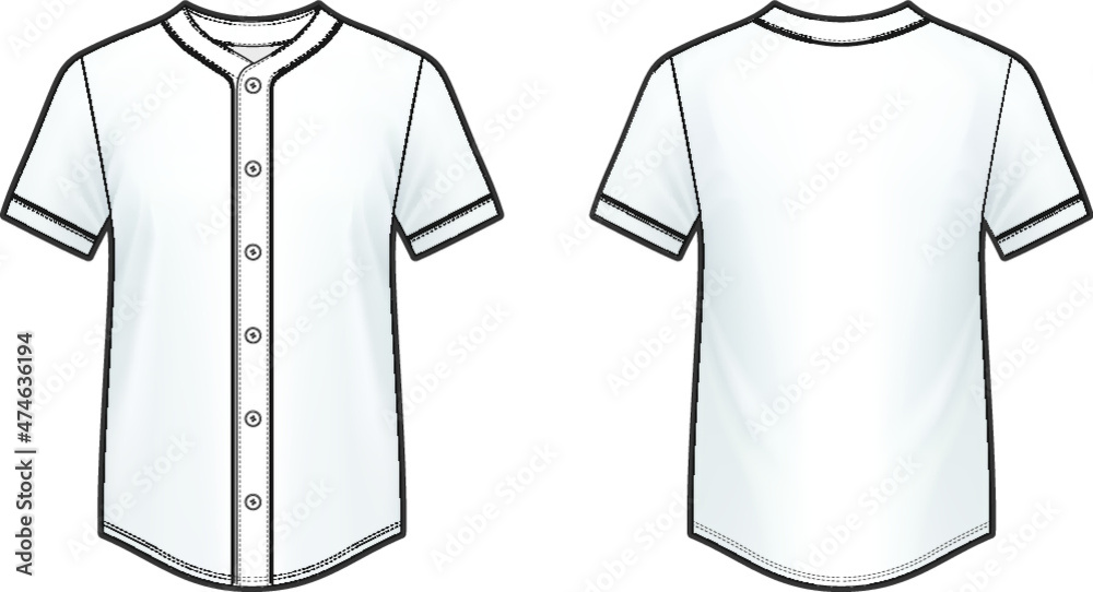Baseball Jersey Full Button Mock Up Template Stock Vector | Adobe Stock