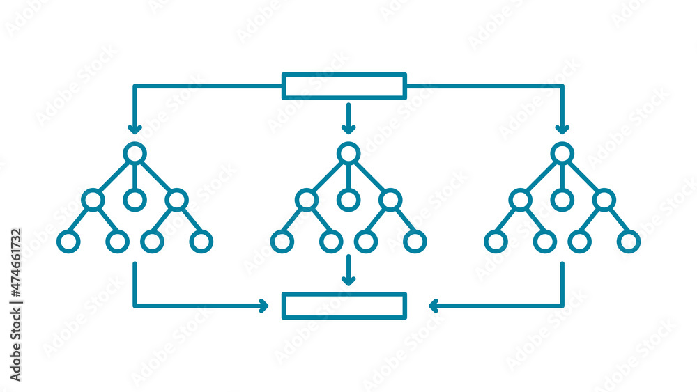 Random forest line icon. Decision trees symbol. Machine learning ...