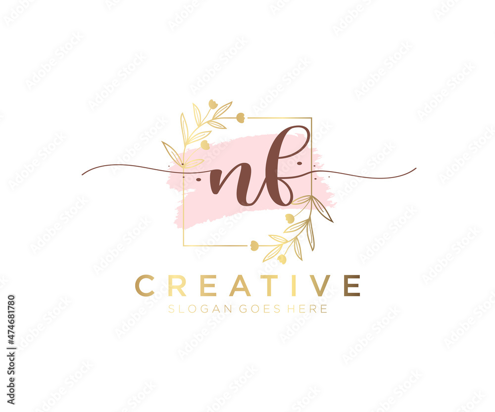 Initial NF feminine logo. Usable for Nature, Salon, Spa, Cosmetic and ...