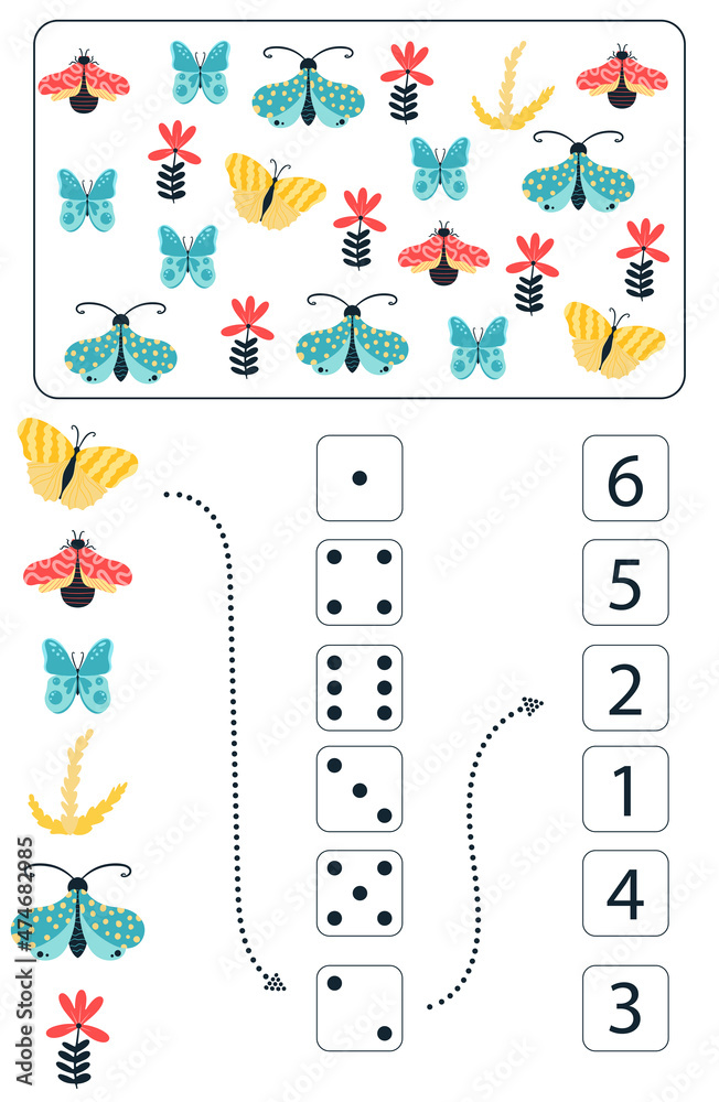 Math educational game for kids. Math worksheet for children with ...