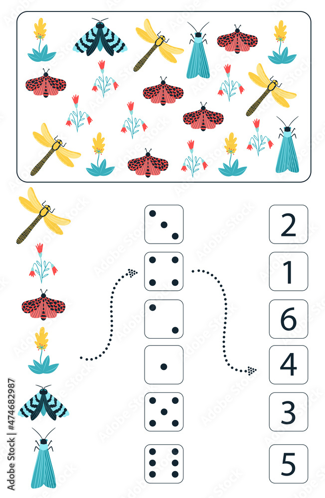 Math educational game for kids. Math worksheet for children with ...