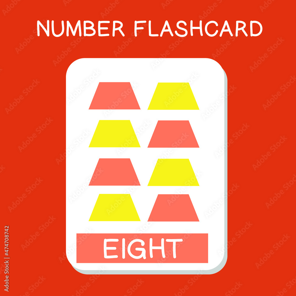 Cute number flashcards with geometric shapes set. Shapes Flashcards ...