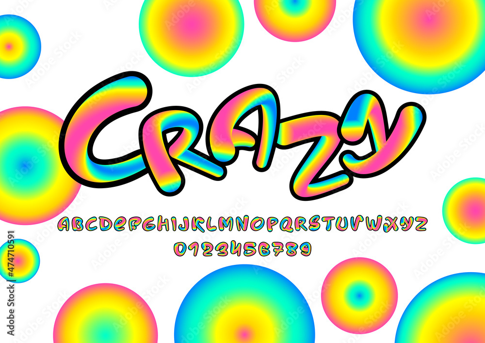 Multi colored cursive font, handwritten script alphabet, calligraphy ...