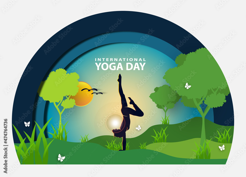 21 june-international yoga day, woman in yoga body posture, human ...