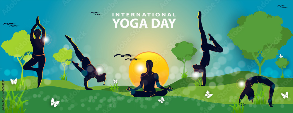 21 june-international yoga day, woman in yoga body posture, human ...