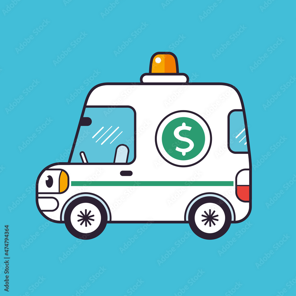 Cash in transit vehicle isolated, money delivery van truck, bank car ...