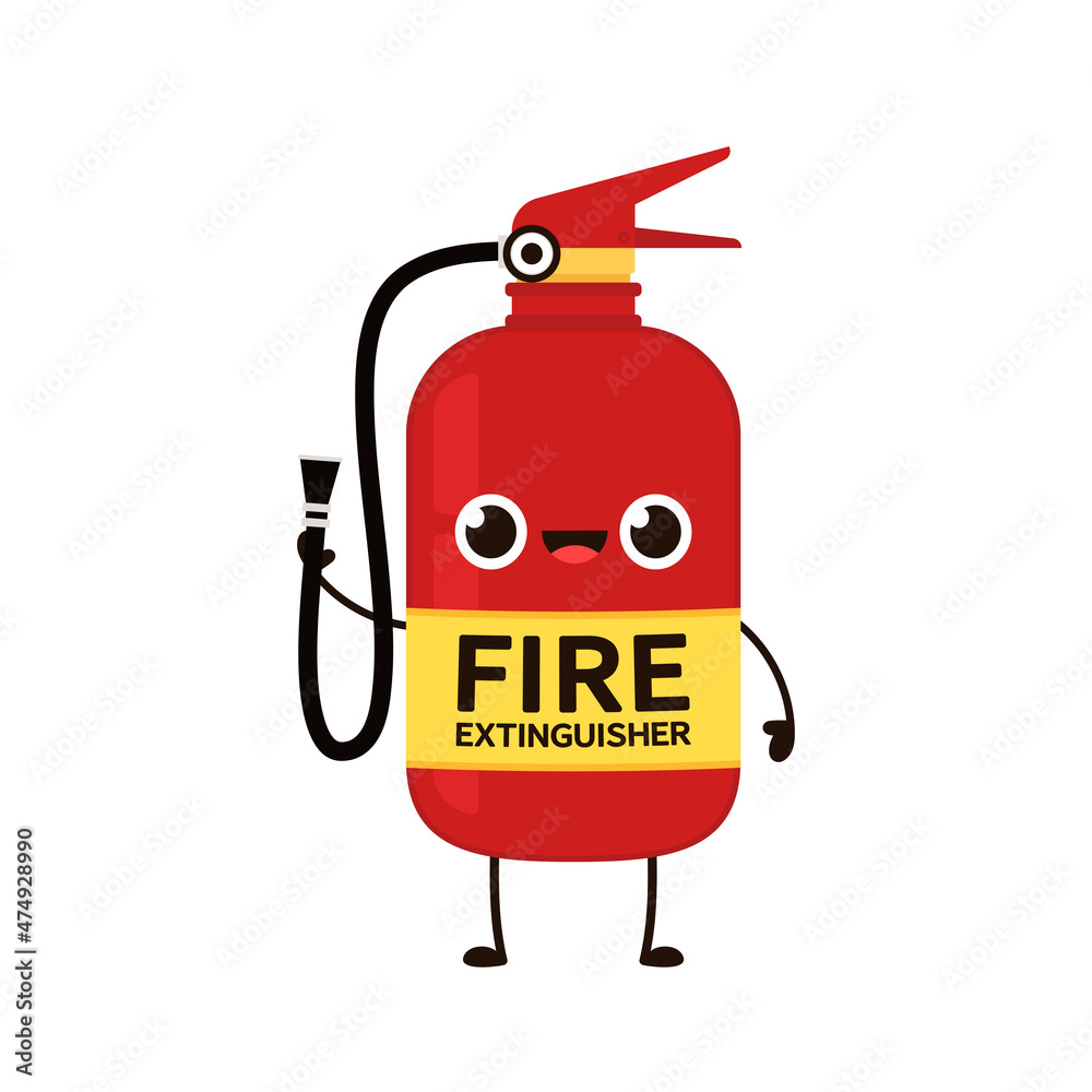 Fire extinguisher cartoon vector. Fire extinguisher on white background ...