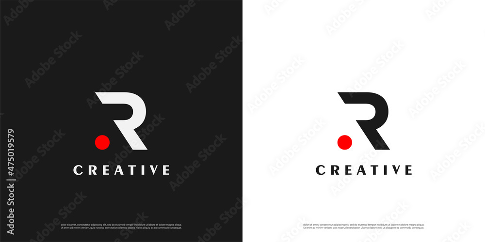 Letter R abstract with dot logo icon abstract design template elements ...