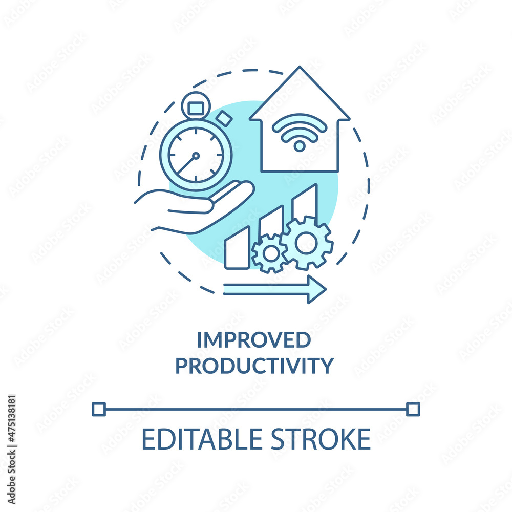 Improved productivity blue concept icon. Home automation advantages ...