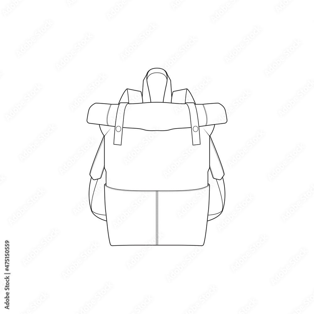 Bagpack outline drawing vector, Bagpack in a sketch style, trainers ...