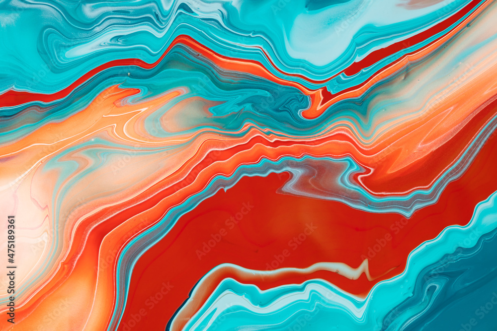 Liquid acrylic background of overflowing paint mix. Fluid art texture ...