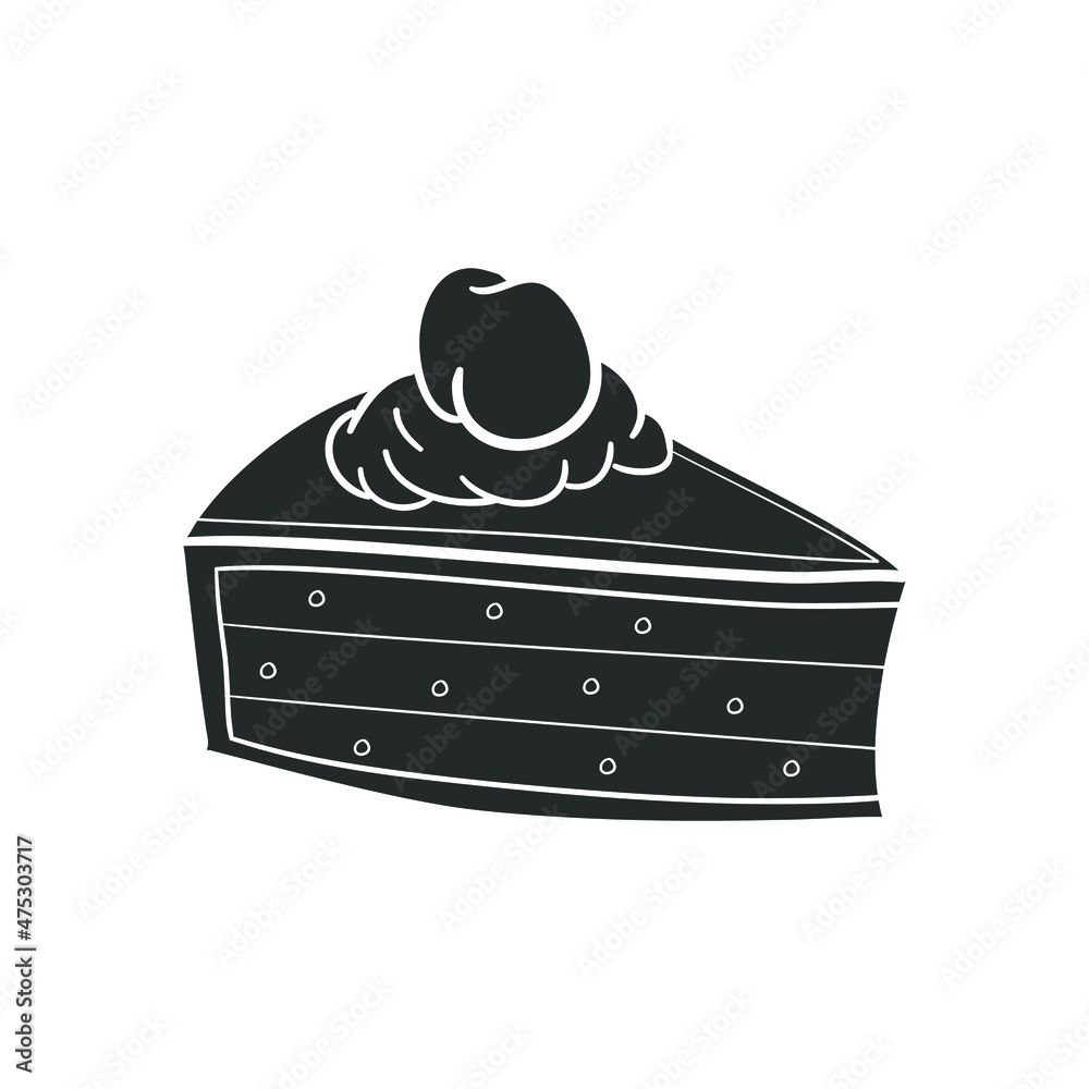 Pie Cherry Icon Silhouette Illustration. Traditional Pastry Dessert ...