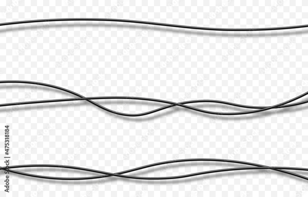 Realistic vector isolated wires. PNG wires, intertwined png wires ...
