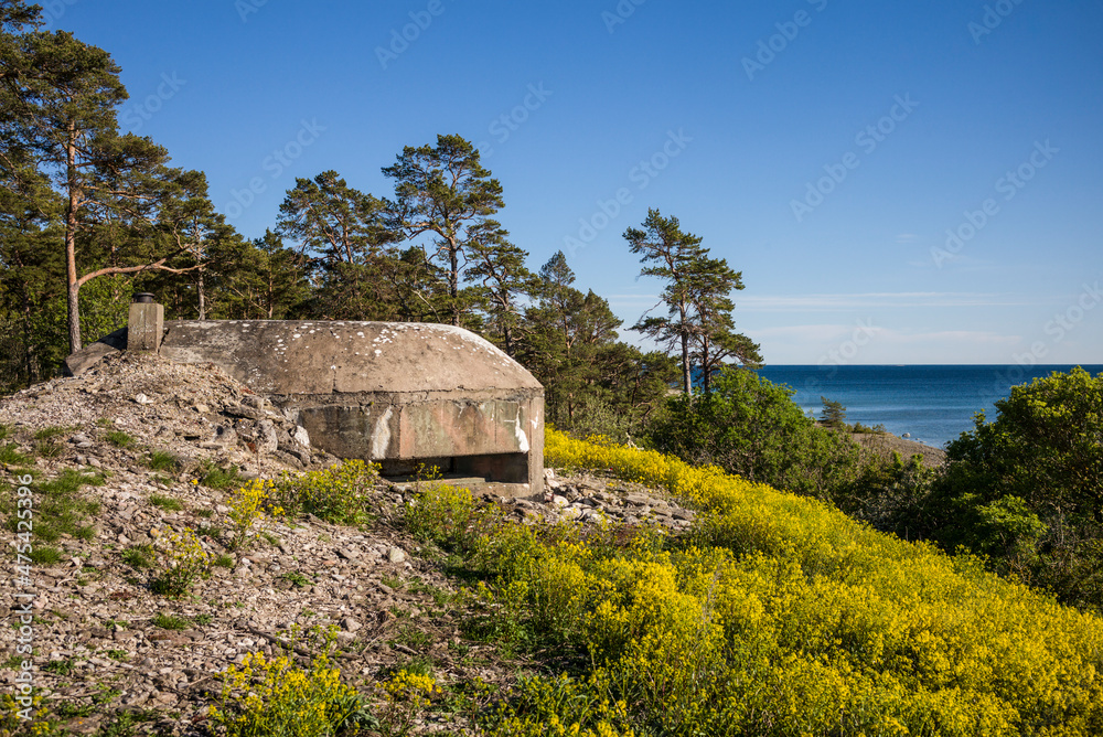 Sweden, Gotland Island, Bungenas, former chalk mine and military base ...