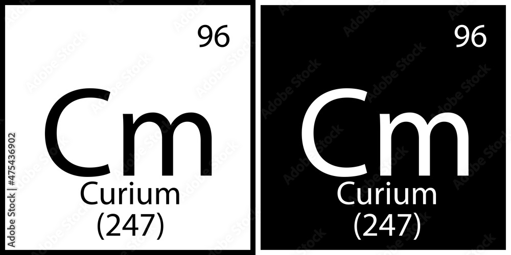 Curium chemical element. Modern design. Education background. Mendeleev ...