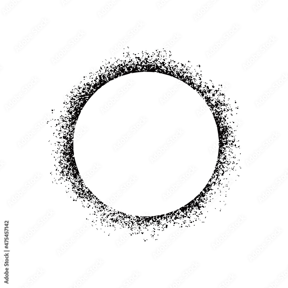 Stencil spray paint circle frame. Grunge graffiti style black frame ...
