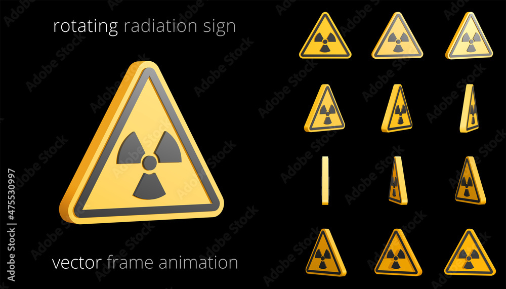 Animated 3D icon of radiation sign. Symbol of dangerous nuclear waste ...