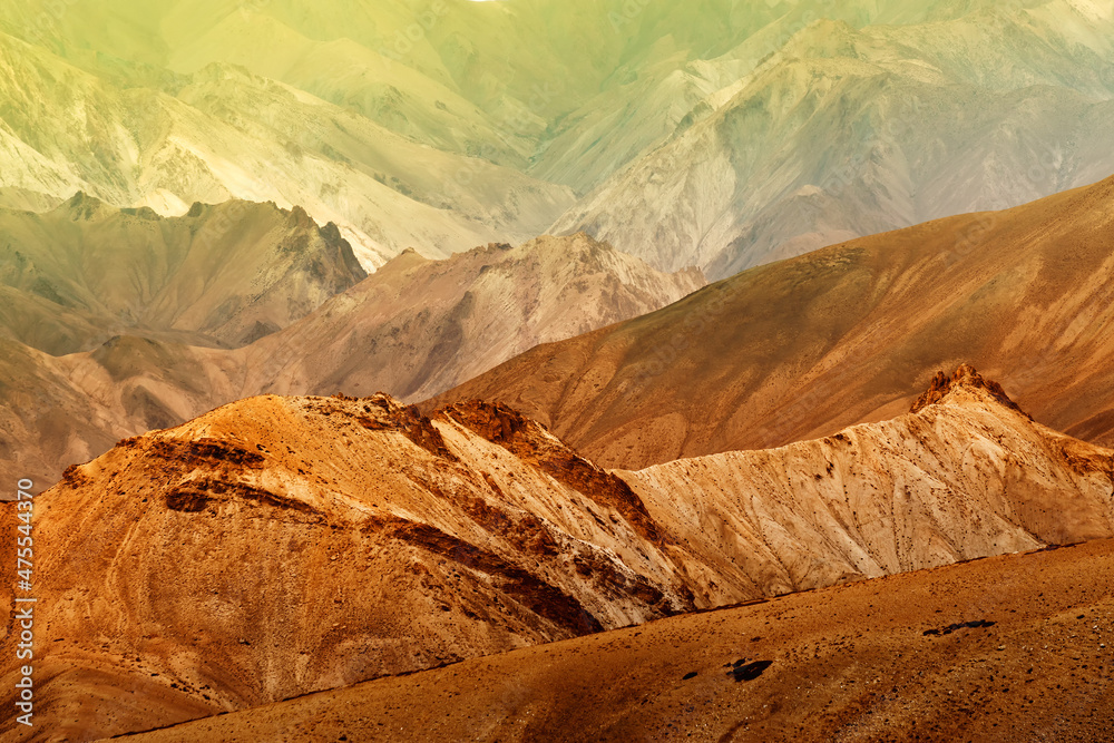 Nice colourful rocks of Moonland, landscape Leh, Jammu Kashmir, India ...