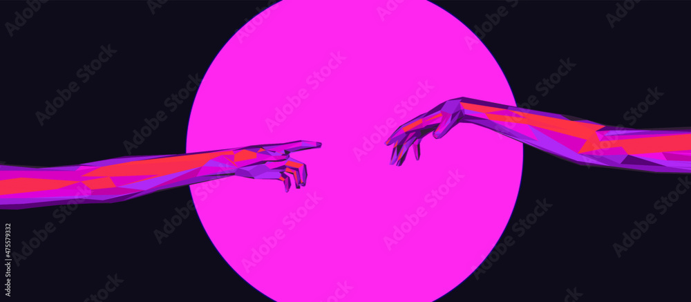 Vector 3D model of hands going to touch together, reminiscent of ...