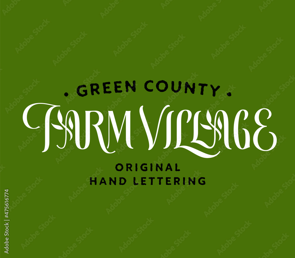 FARM VILLAGE hand lettered phrase design Farmers market original ...