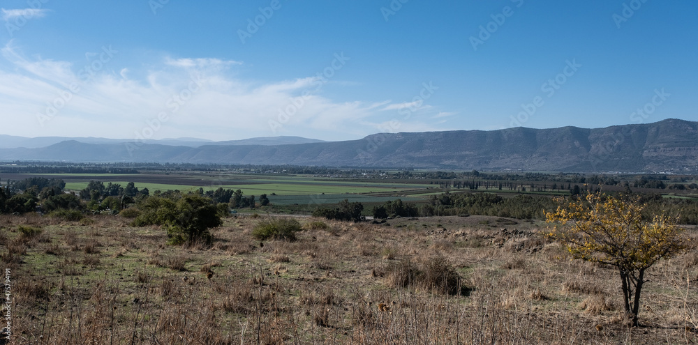 Photo Stock View of Hula Valley and Naftali Mountain Range in the west ...