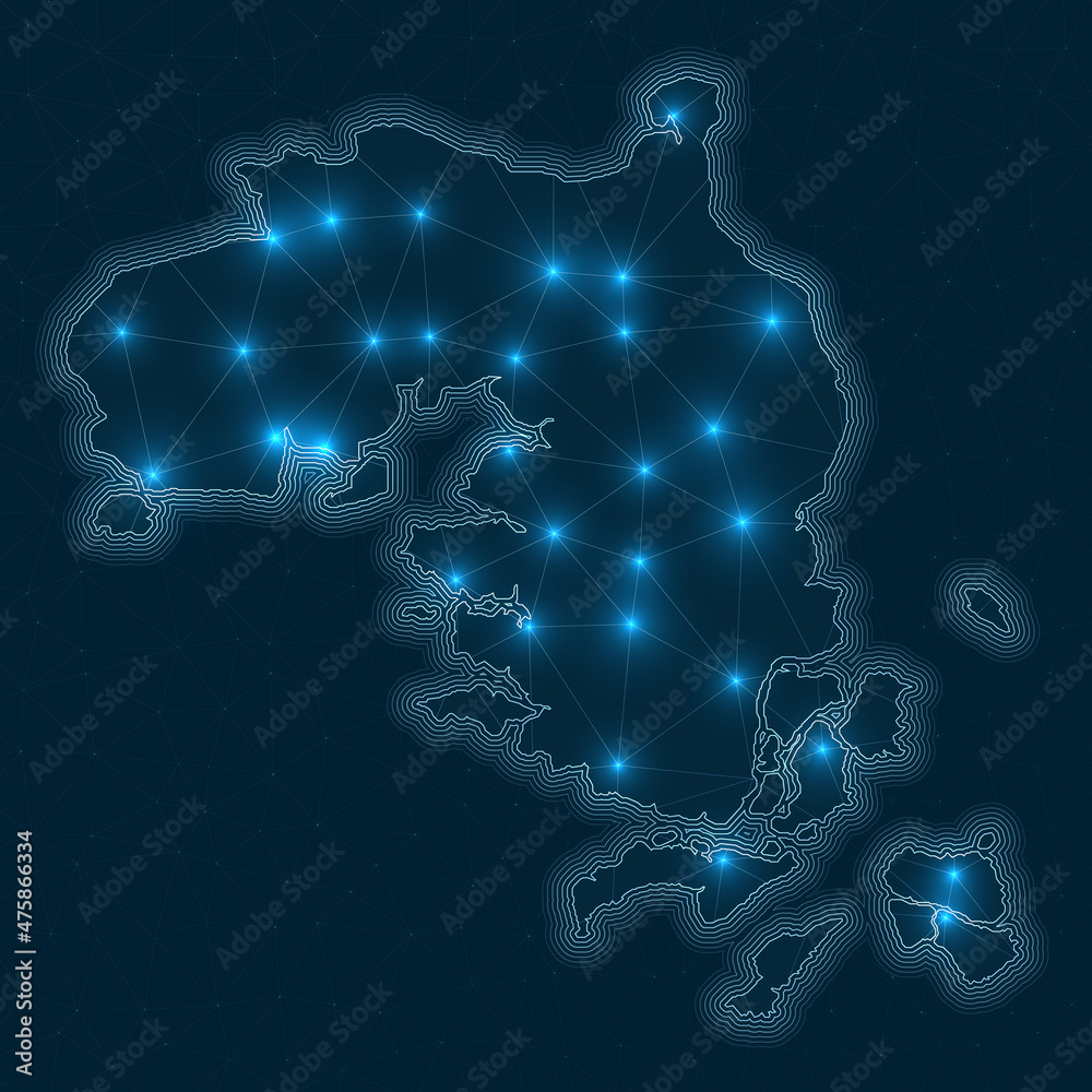 Bintan Island network map. Abstract geometric map of the island ...