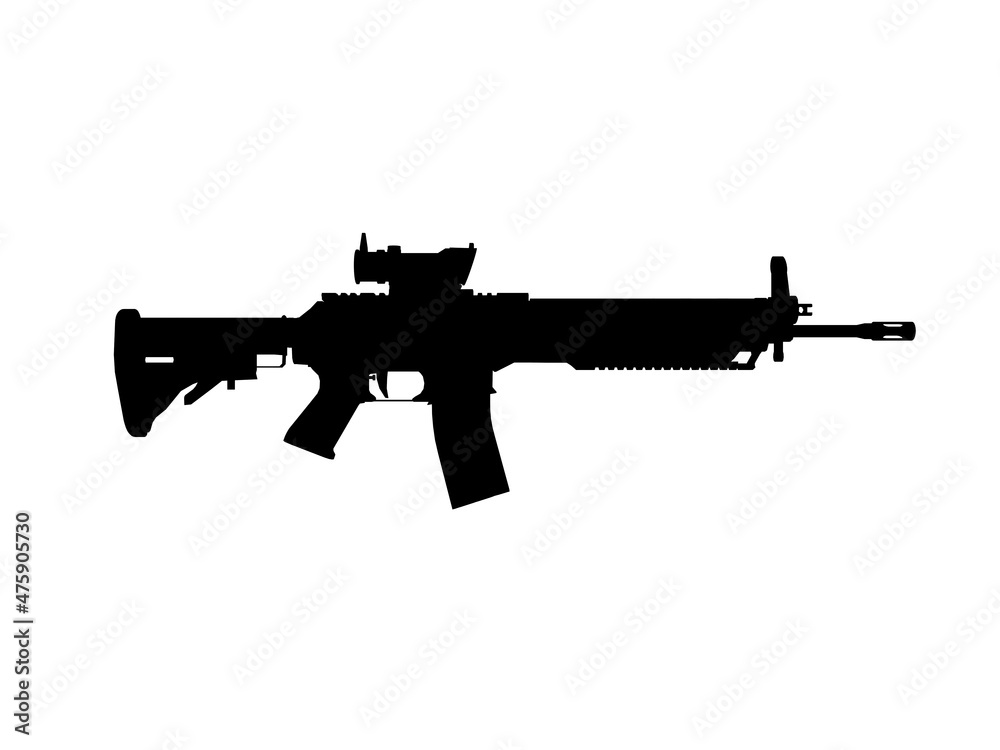 SIG 556. Assault rifle silhouette. Vector illustration. Stock ...