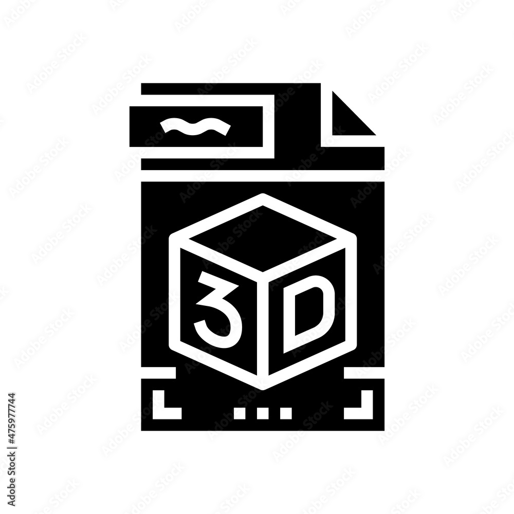 Vetor stl 3d file glyph icon vector. stl 3d file sign. isolated contour ...