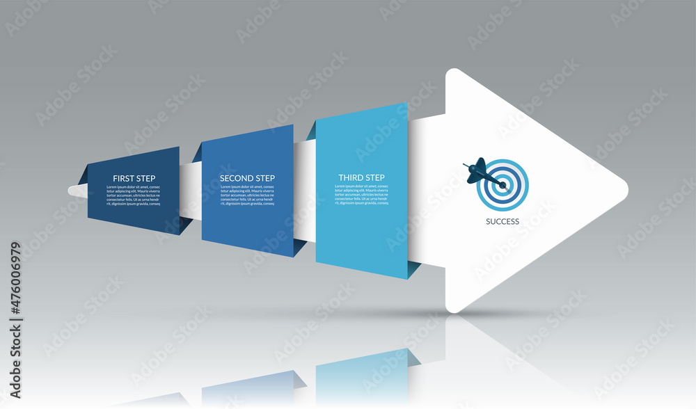 Infographic arrow template with 3 steps. Stock Vector | Adobe Stock