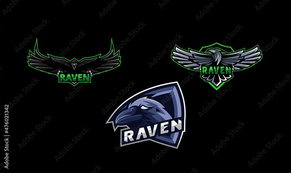 Raven logo mascot collection design Stock Vector | Adobe Stock