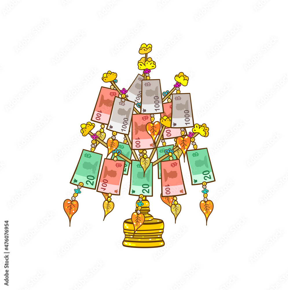 Thai money tree for Kathin ceremony. Stock Vector | Adobe Stock