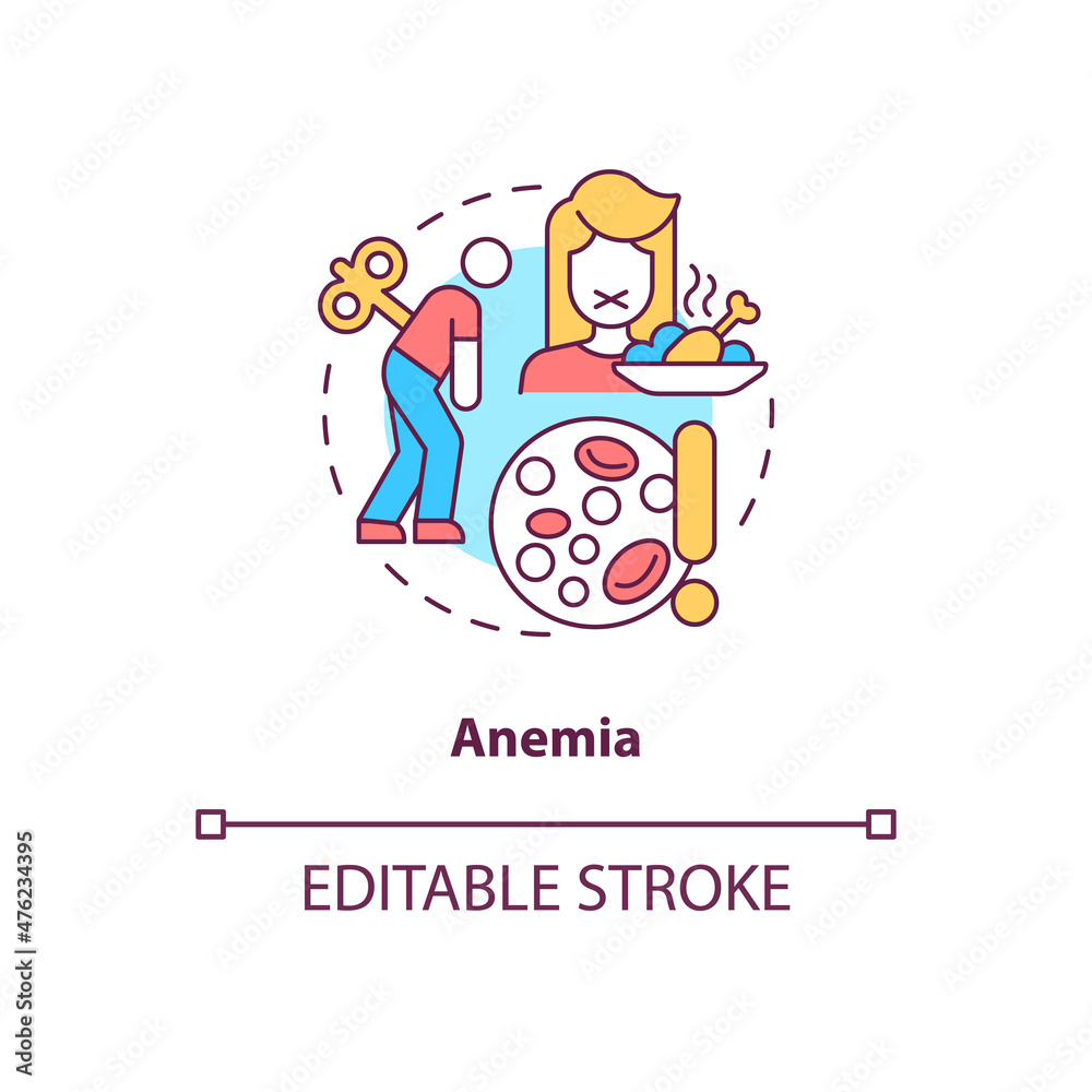 Stock-Vektorgrafik „Anemia concept icon. Lowered hemoglobin level. Red ...