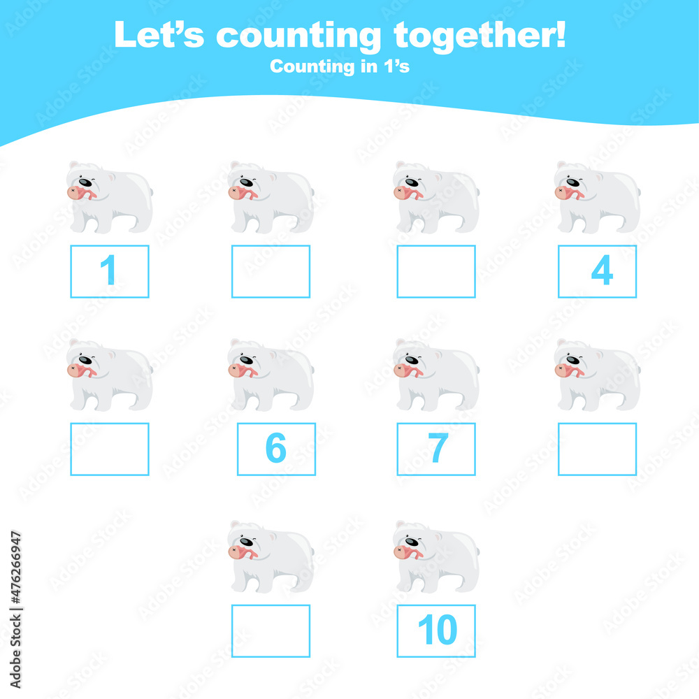 Counting the sea animals for Preschool Children. Math worksheet with ...