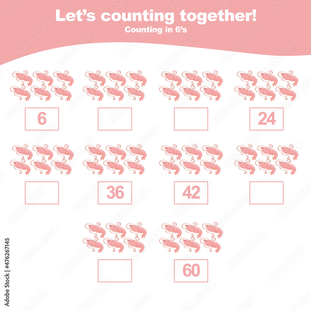 Vetor Counting the sea animals for Preschool Children. Math worksheet ...