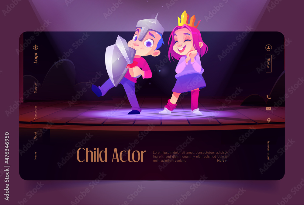 Children actors on theatre stage in school or kindergarten, kids ...