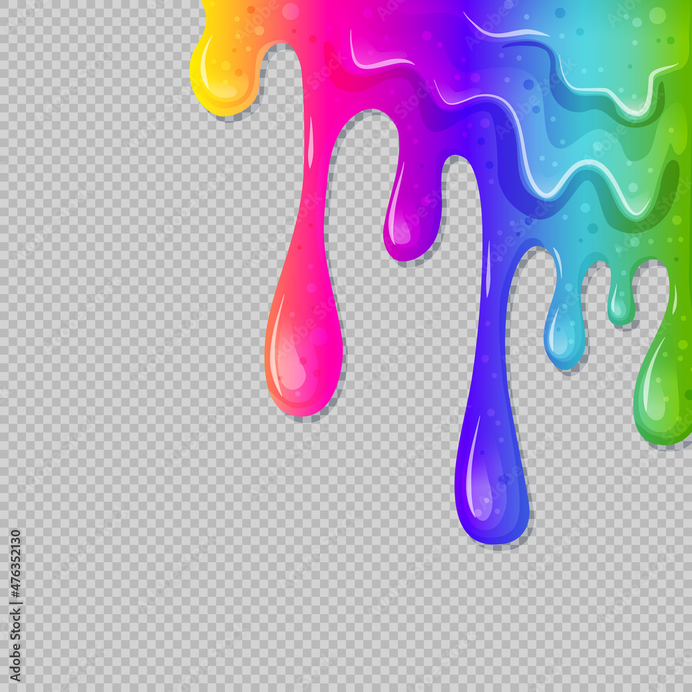 Dripping rainbow slime on a transparent background. Colorful ...