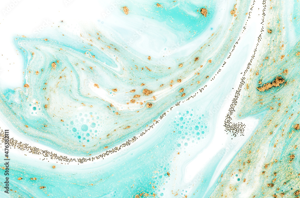 Foto de Stock TIFFANY BLUE. Liquid marble pattern with bronze powder ...