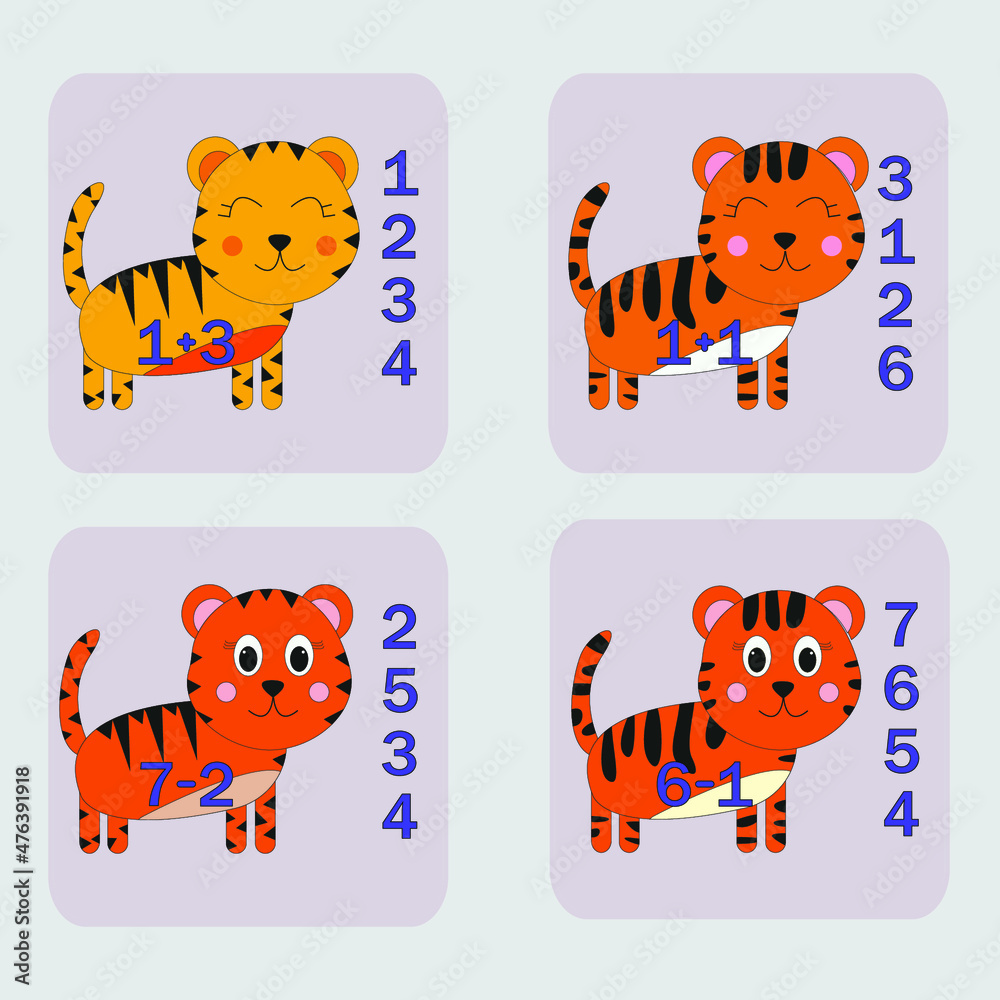 worksheet vector design, task to calculate the answer and connect to ...