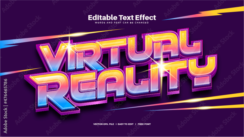 Virtual Reality Text Effect Stock Vector | Adobe Stock