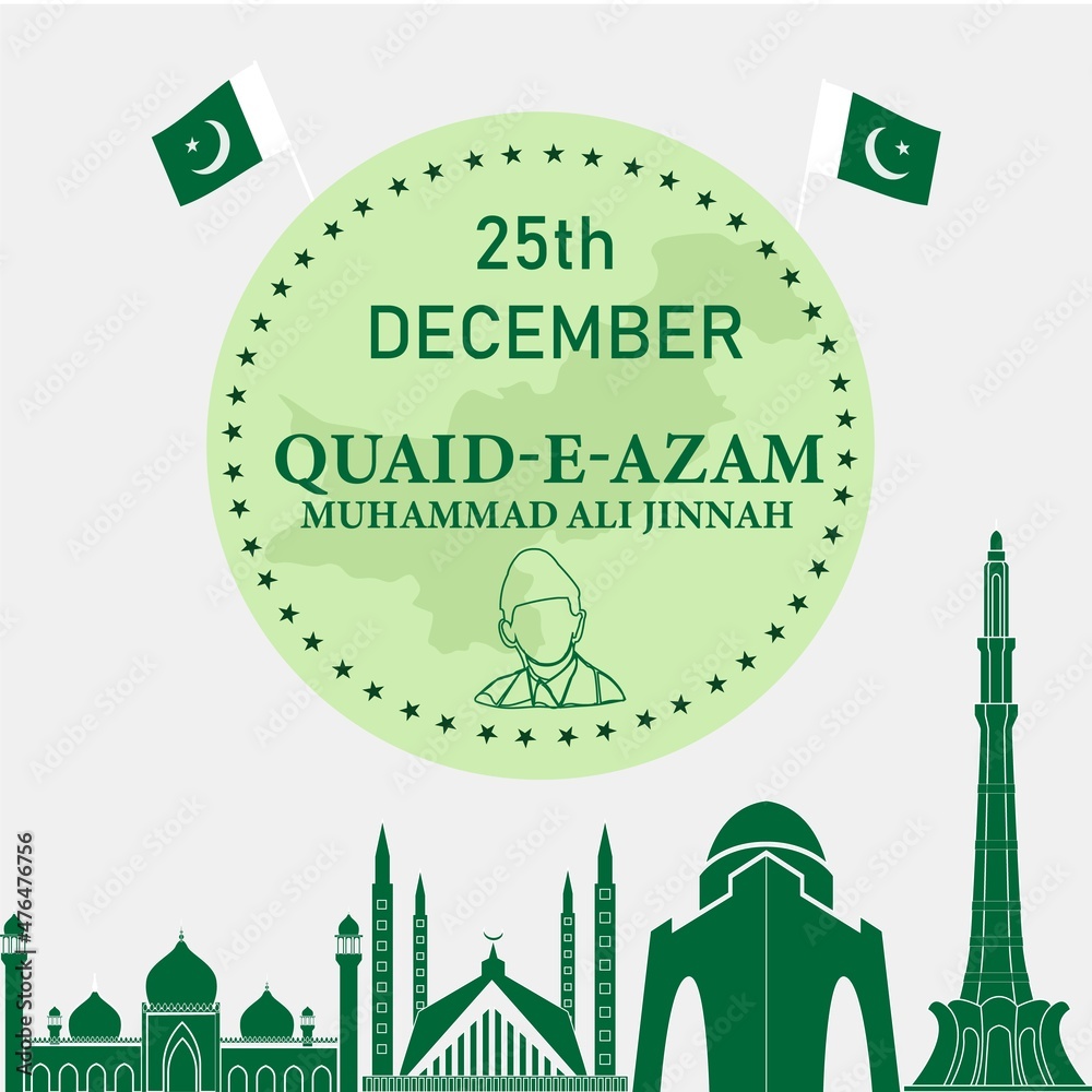 25 December, Quaid Day Post Design Concept on Green and White ...