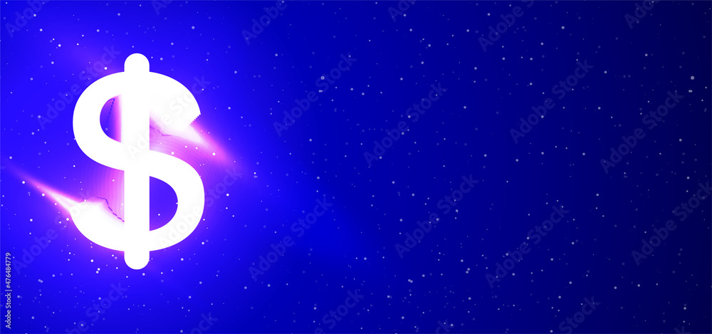 Super glowing neon dollar sign letter in blue color. Realistic neon ...