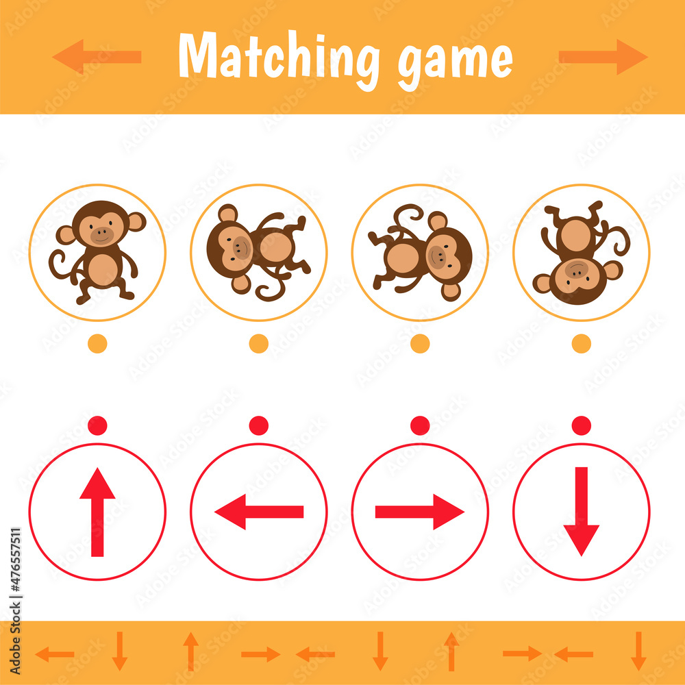 Matching game for children vector education game. Activity for ...